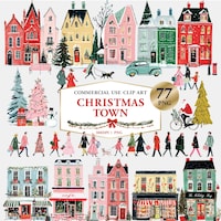 Watercolor Christmas Village Clipart Bundle: Festive Winter Houses (PNG ...