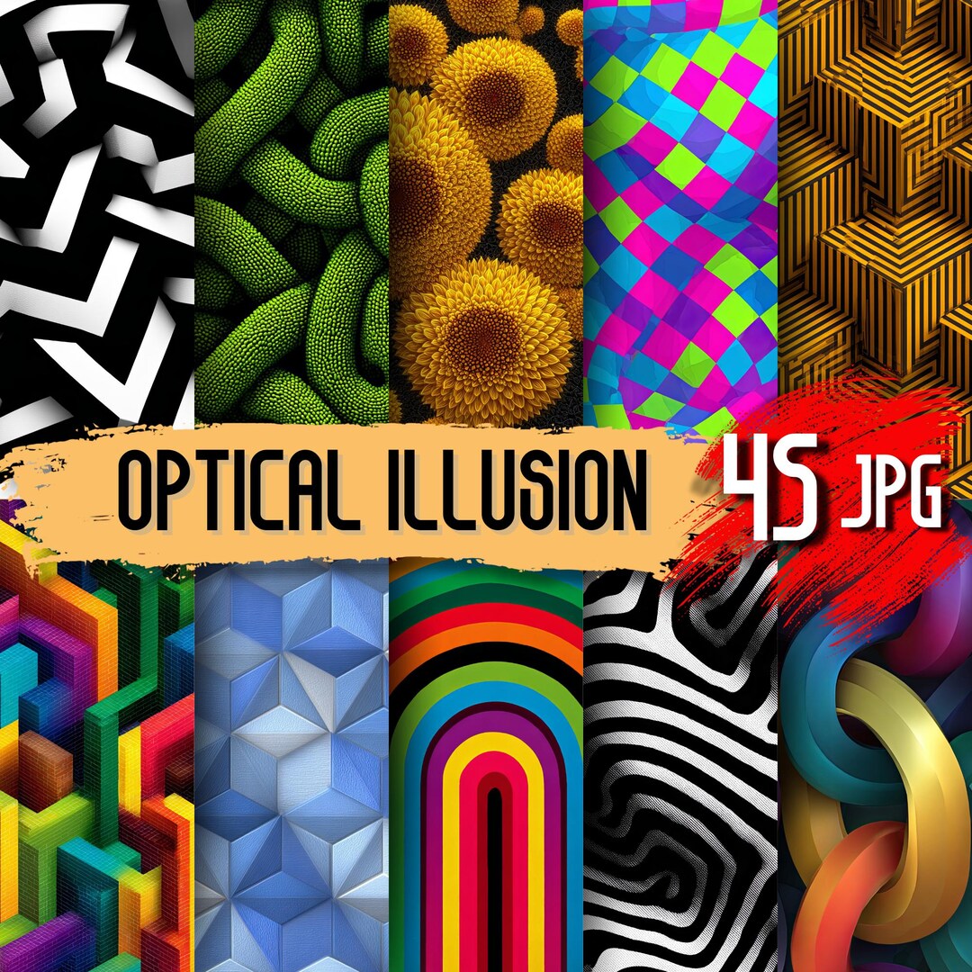 45 Optical Illusion Seamless Textures | Trippy Psychedelic Pattern Pack ...