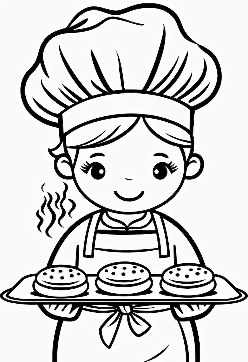 Chef Coloring Pages: 35+ Kids Kitchen Activity Sheets (digital Download ...