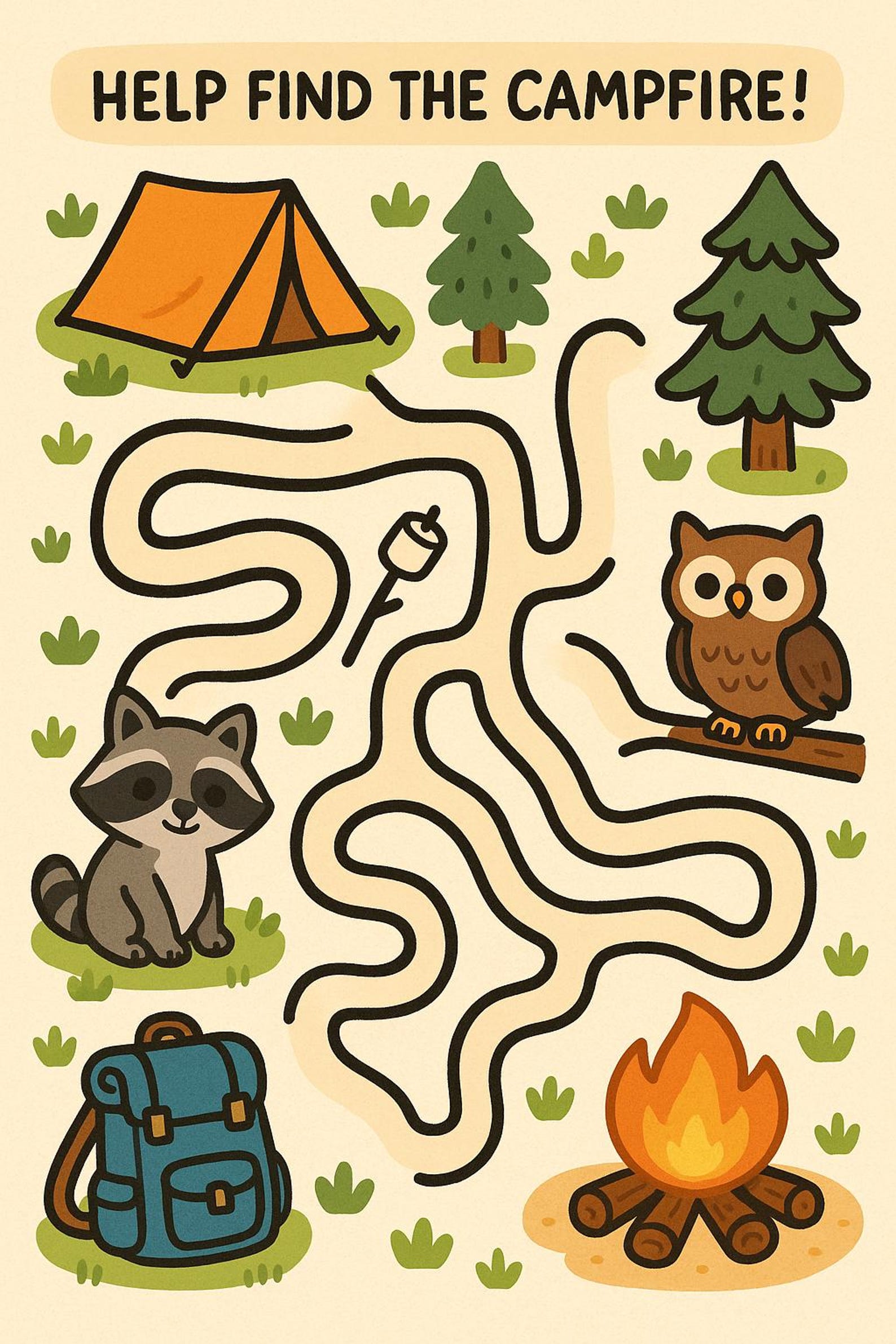 Let’s Go Camping, Find the Campfire Maze – Printable Activity Page for ...