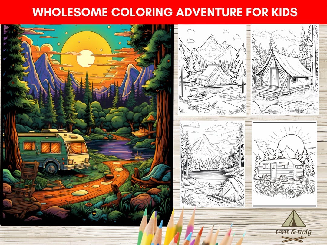 Camping Coloring Pages for Kids | Summer Camp Coloring Book | Fun ...