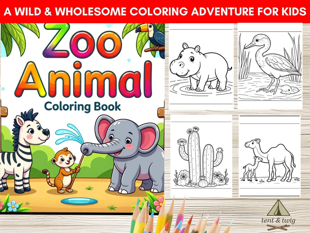 Zoo Animal Coloring Book for Kids | Printable Activity (PDF) - Etsy