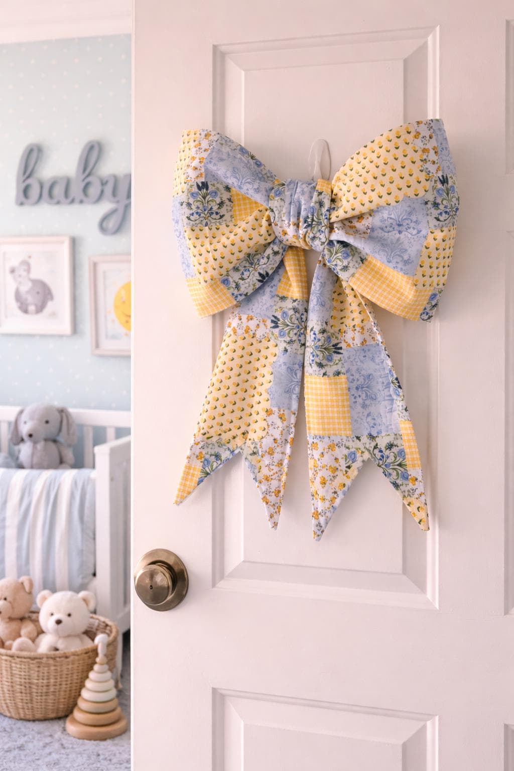 Blue and Yellow Decor Bow - Etsy
