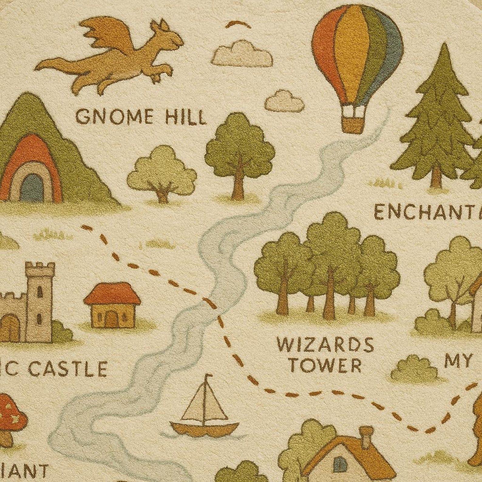 Storybook Fantasy Map Rug | Round Winnie Map| Baby Shower Gift ...