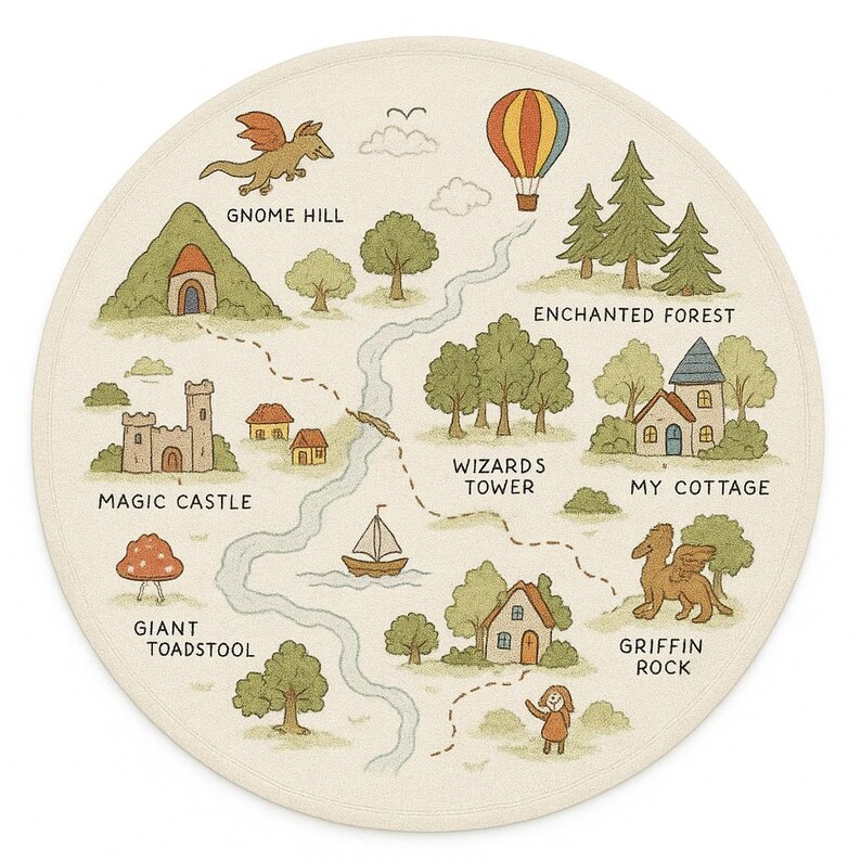 Storybook Fantasy Map Rug | Round Winnie Map| Baby Shower Gift ...