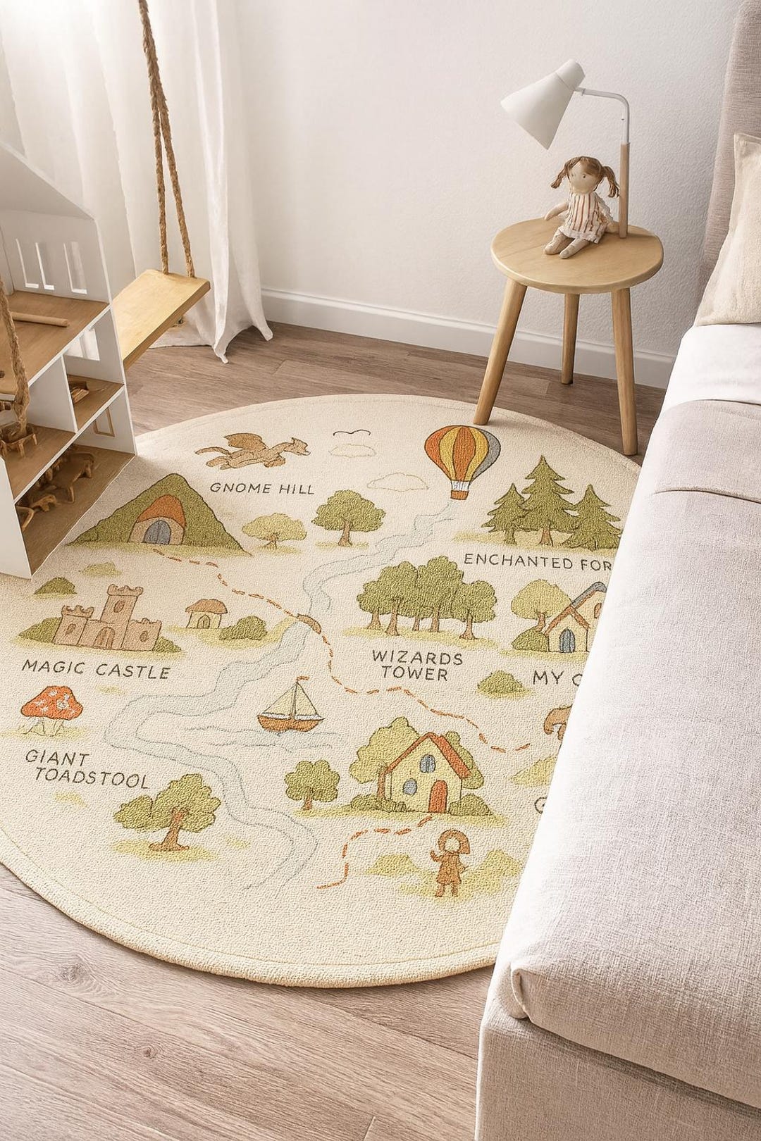 Storybook Fantasy Map Rug | Round Winnie Map| Baby Shower Gift ...