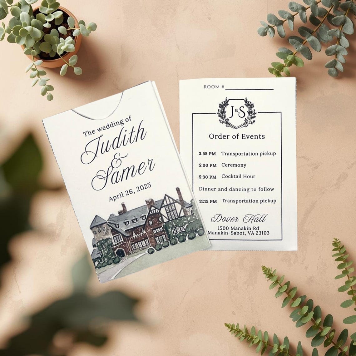 Sleeve Hotel Key Card Holder Template | Editable Canva Wedding Sleeve ...