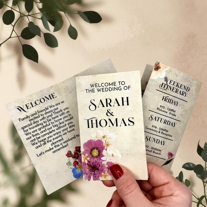 Bifold Hotel Key Card Holder Template | Editable Canva Wedding Envelope ...