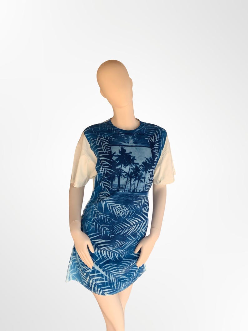 One of a Kind- Cyanotype Ocean Palms Dress | Natural Fabric Cotton ...