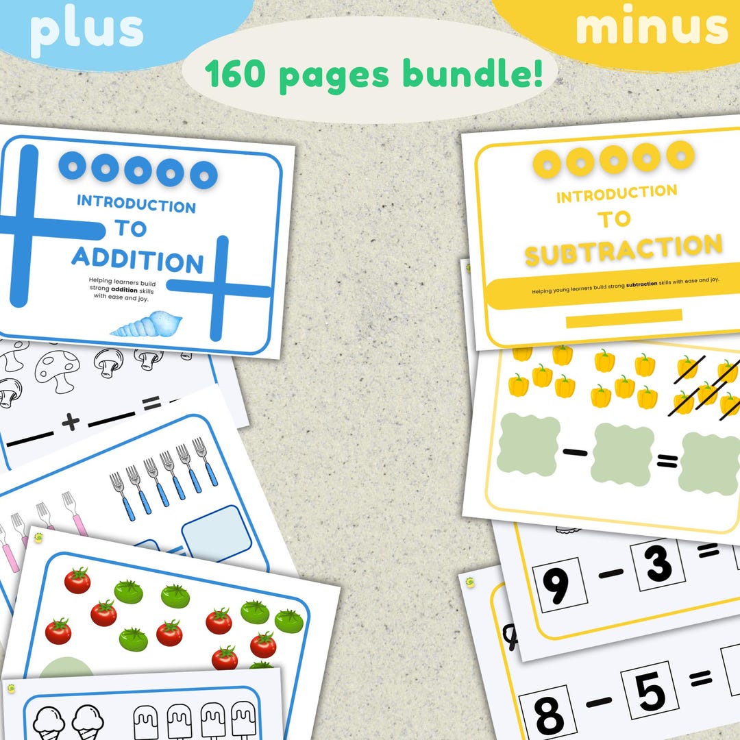 Addition & Subtraction Worksheets: Early Learning Numeracy (PDF) - Etsy