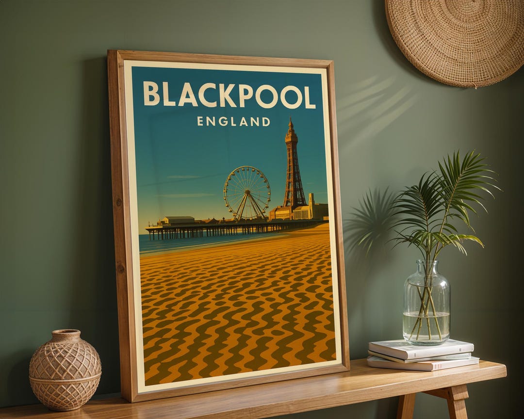 Blackpool England Travel Poster | Vintage Blackpool Print | Coastal ...