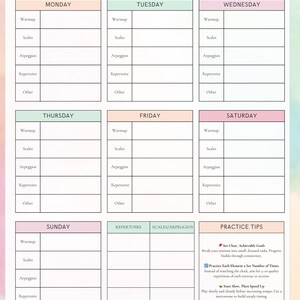 Music Practice Planner – Weekly Planner Template for Tracking Musical ...