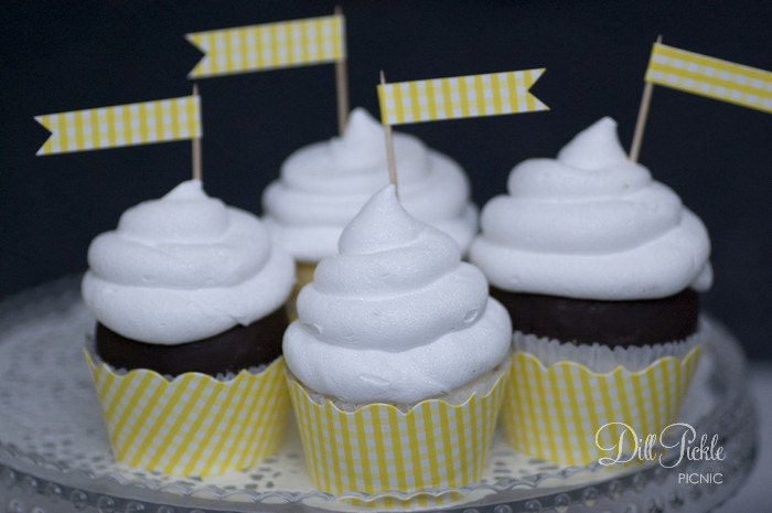 Yellow & White Gingham Paper Cupcake Wrappers Standard | Etsy