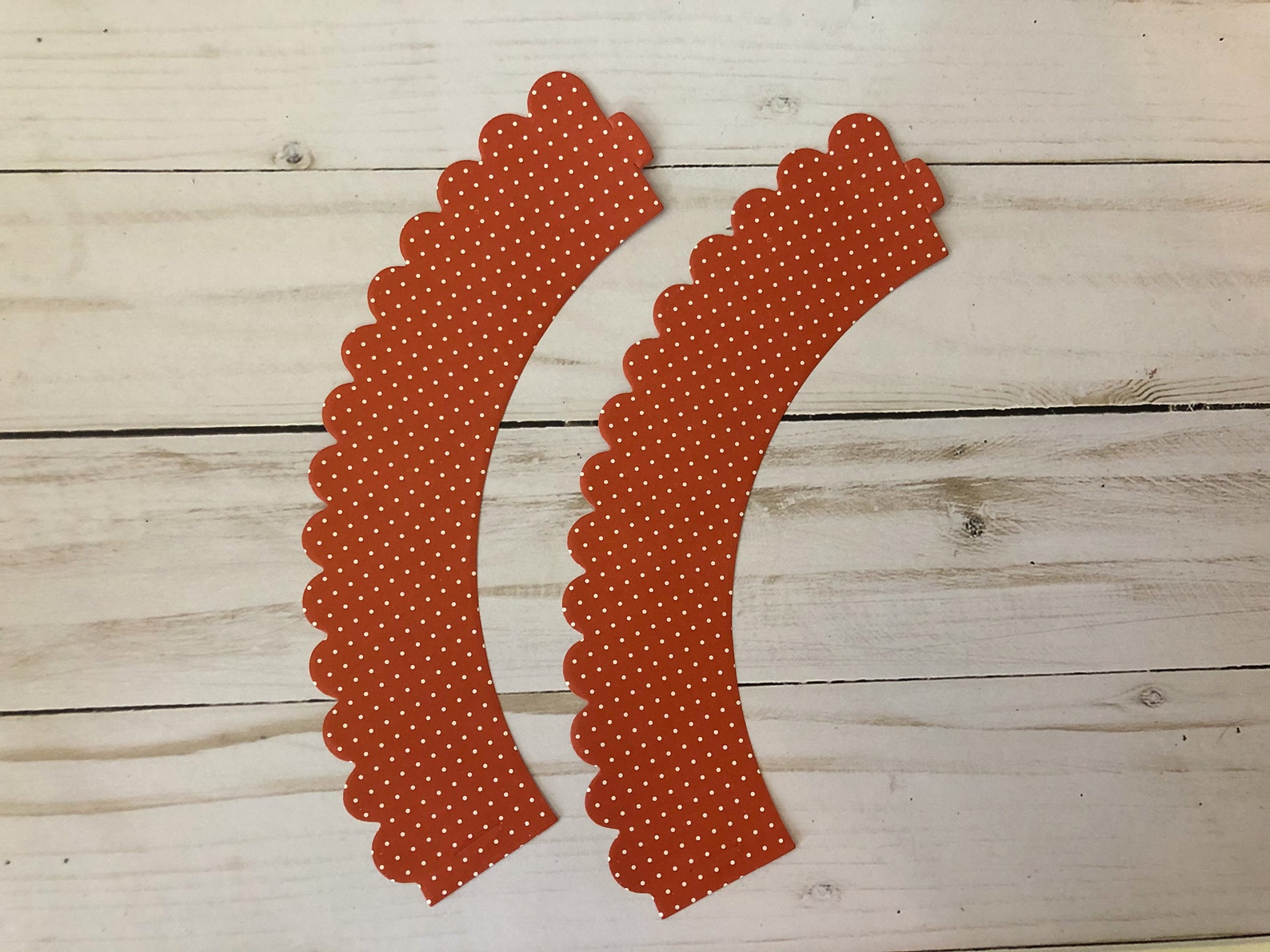 Rust Red & White Polka Dot Cupcake Wraps Standard Set of - Etsy