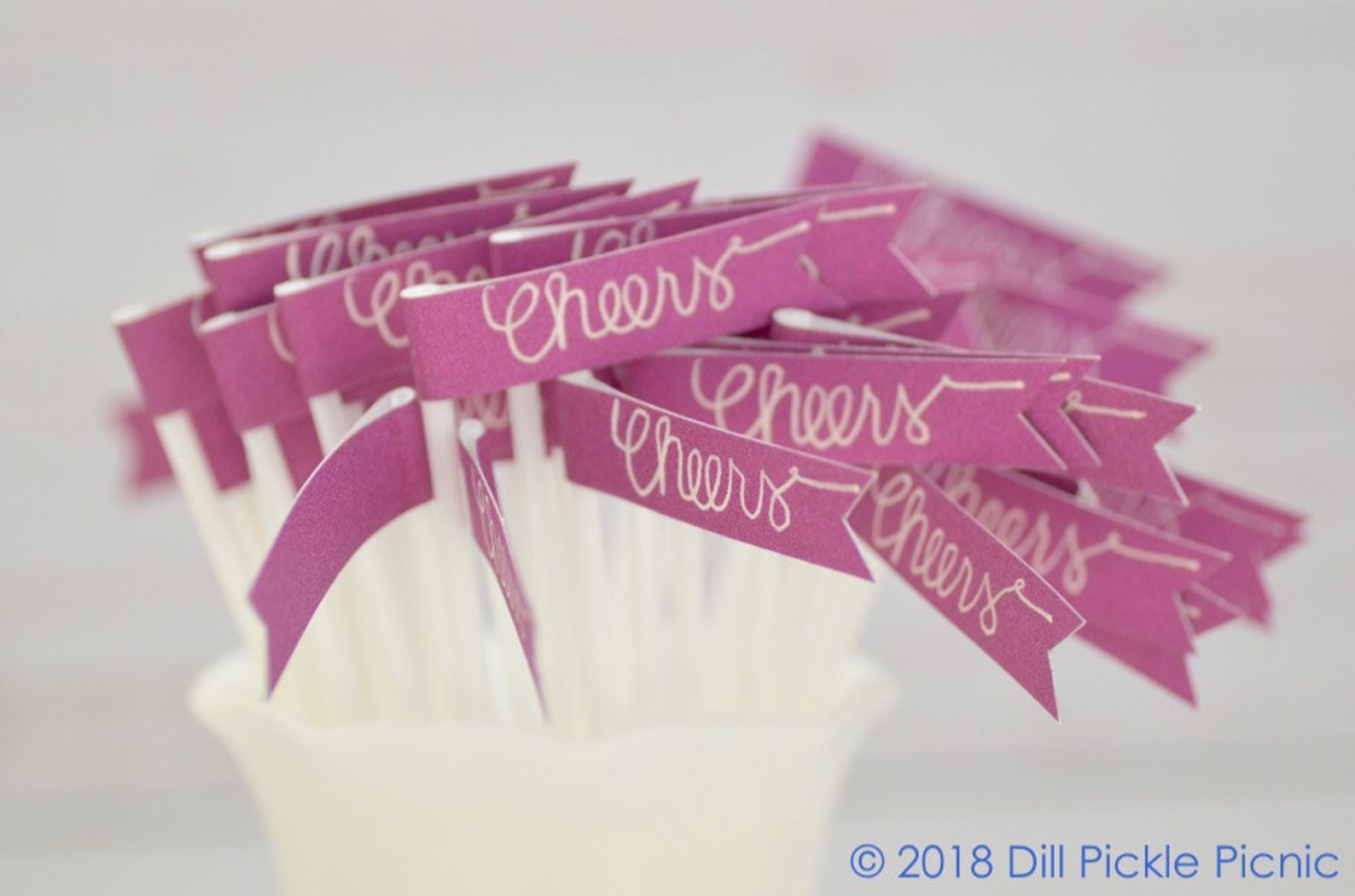 Hot Pink Glitter Flag With Calligraphy Stir Sticks or Drink - Etsy