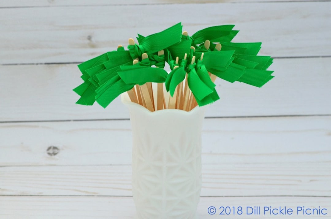 25 Green Grosgrain Ribbon Drink Stirrers or Stir Sticks - Cocktail ...