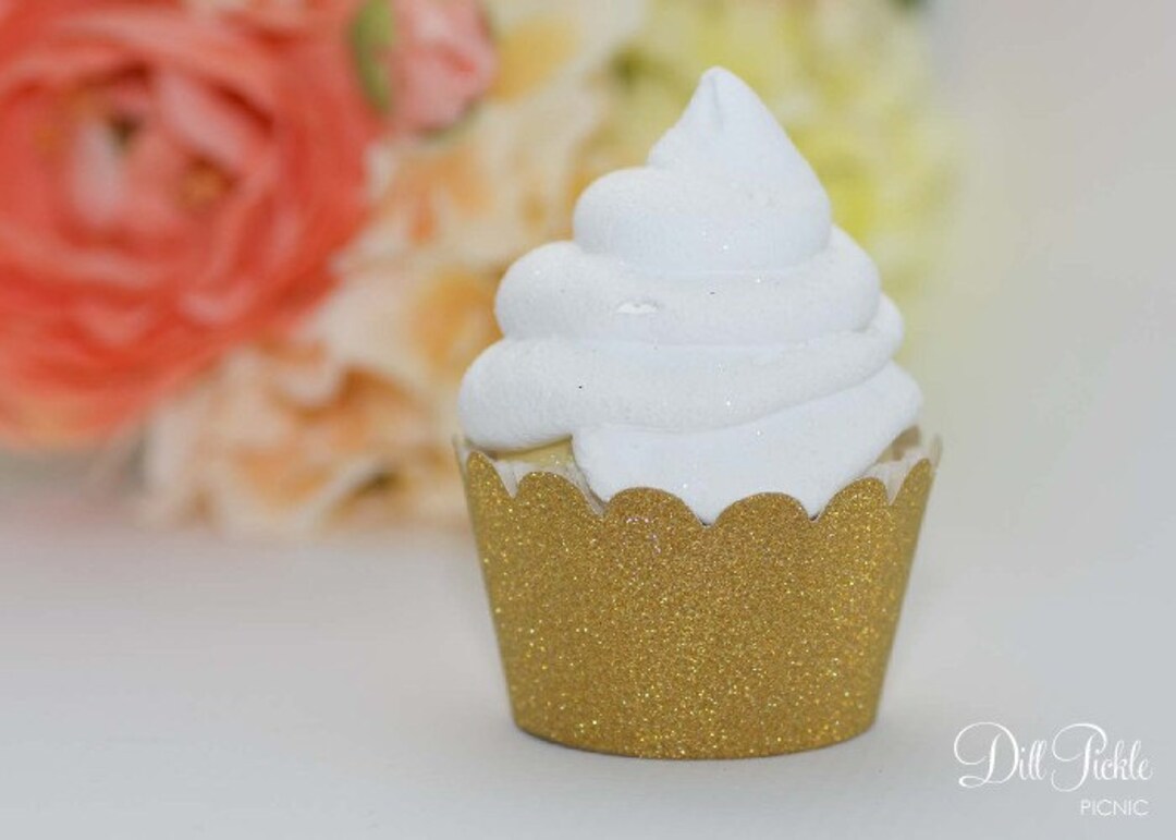 Gold Glitter Cupcake Wrappers - Set of 24 - Standard or Mini Size - Etsy