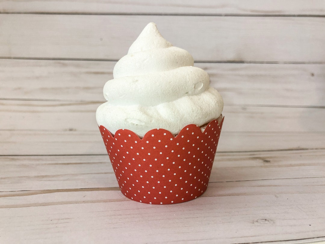 Rust Red & White Polka Dot Cupcake Wraps Standard Set of - Etsy