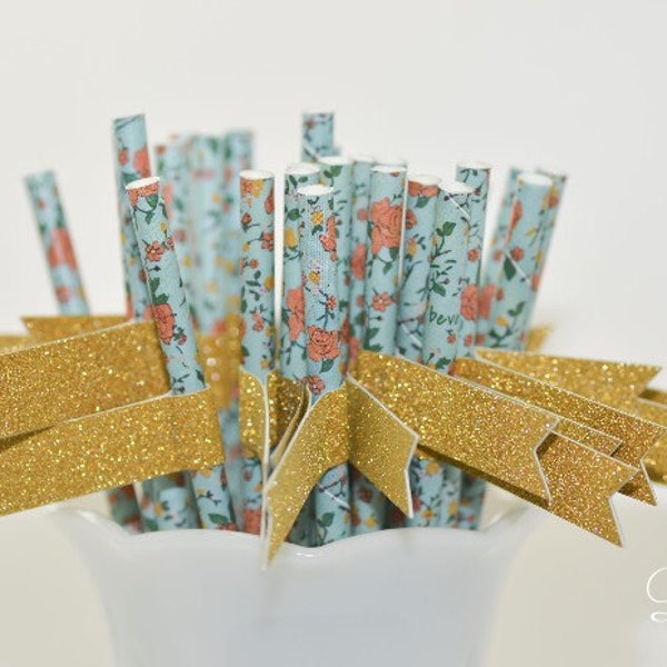 Floral Paper Straws - Etsy