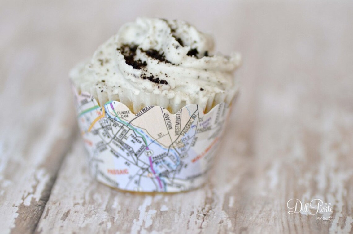 Atlas Map Cupcake Wraps Set of 24 Travel Themed Event - Etsy