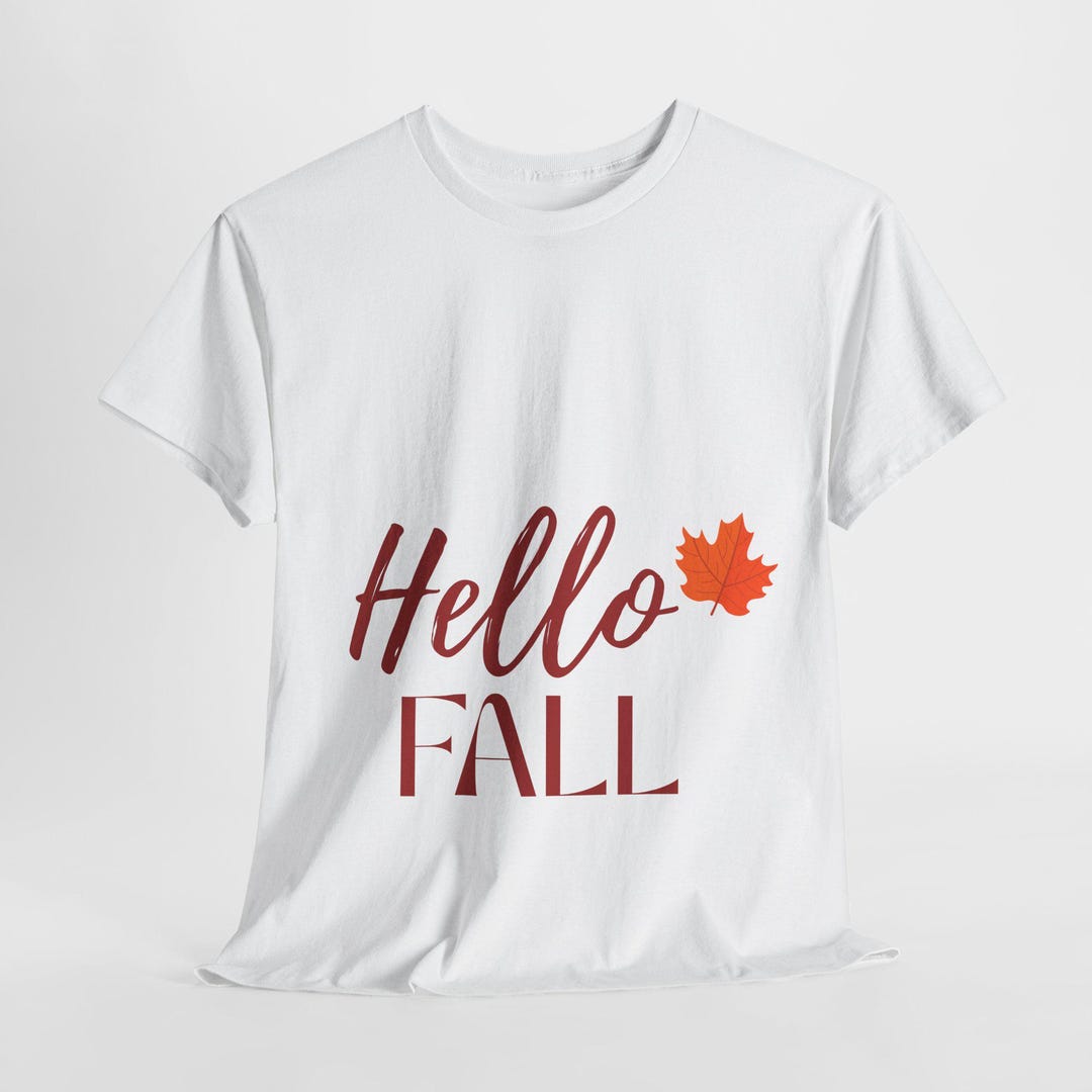 Hello Fall Shirt – Minimalist Autumn Leaf Tee – Cozy Seasonal Graphic T ...
