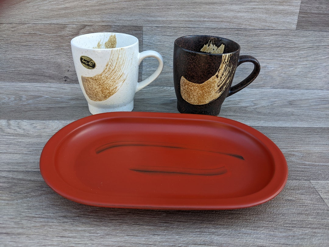 Vintage Japanese Utsuwa-no-yakata Ceramic Mug and Tray Set in Wooden ...