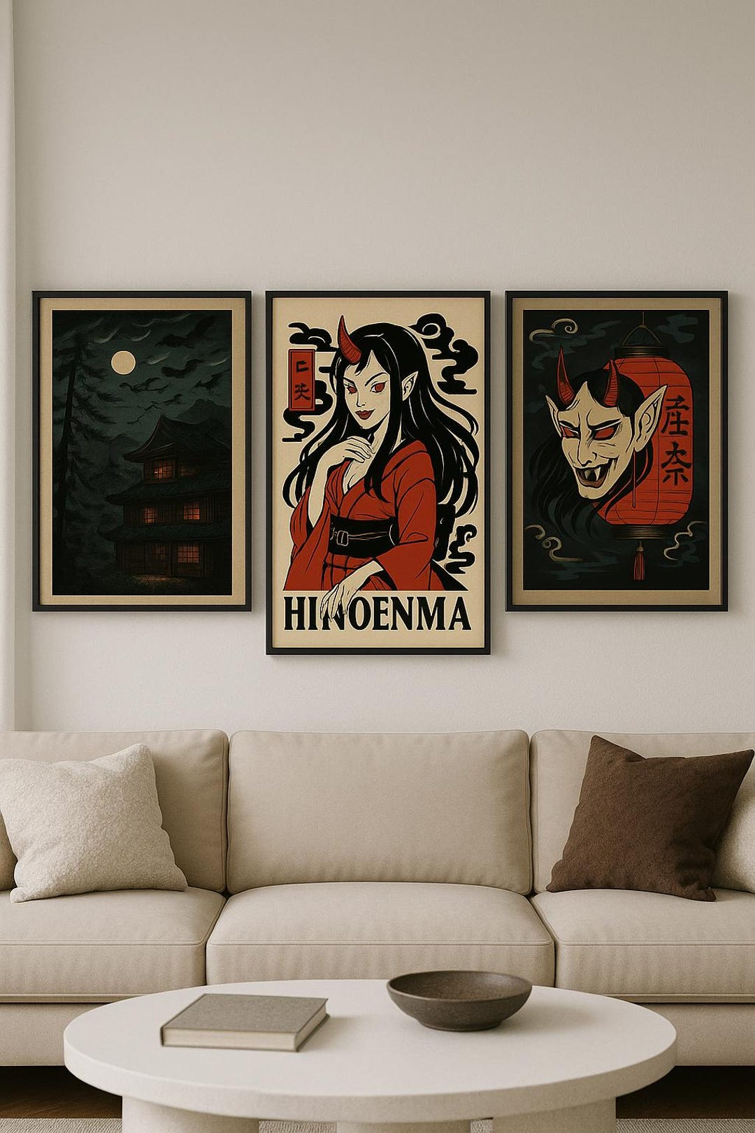 Hinoenma Japanese Yokai Wall Art | Vampire Spirit Digital Print | Dark ...