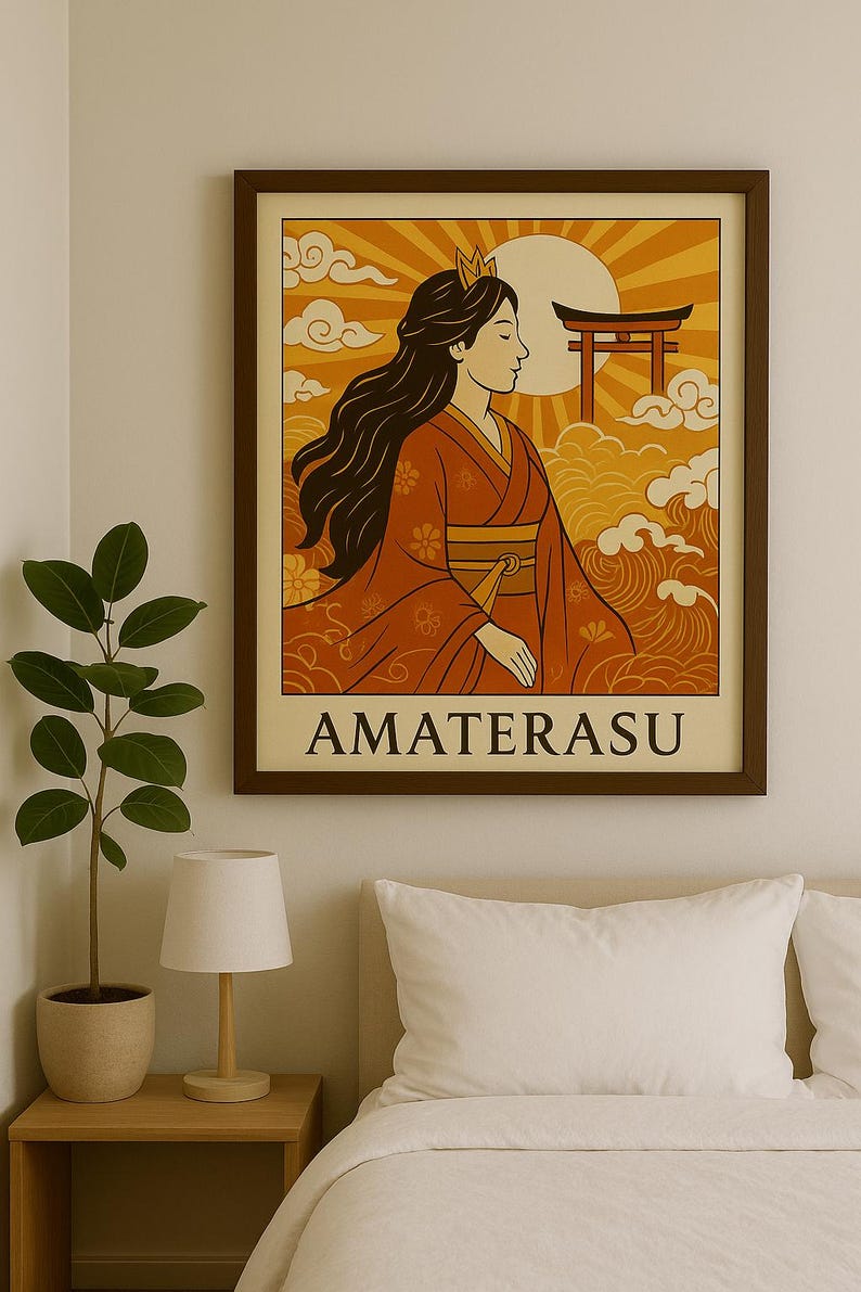 Amaterasu Japanese Sun Goddess Wall Art | Traditional Shinto Mythology ...