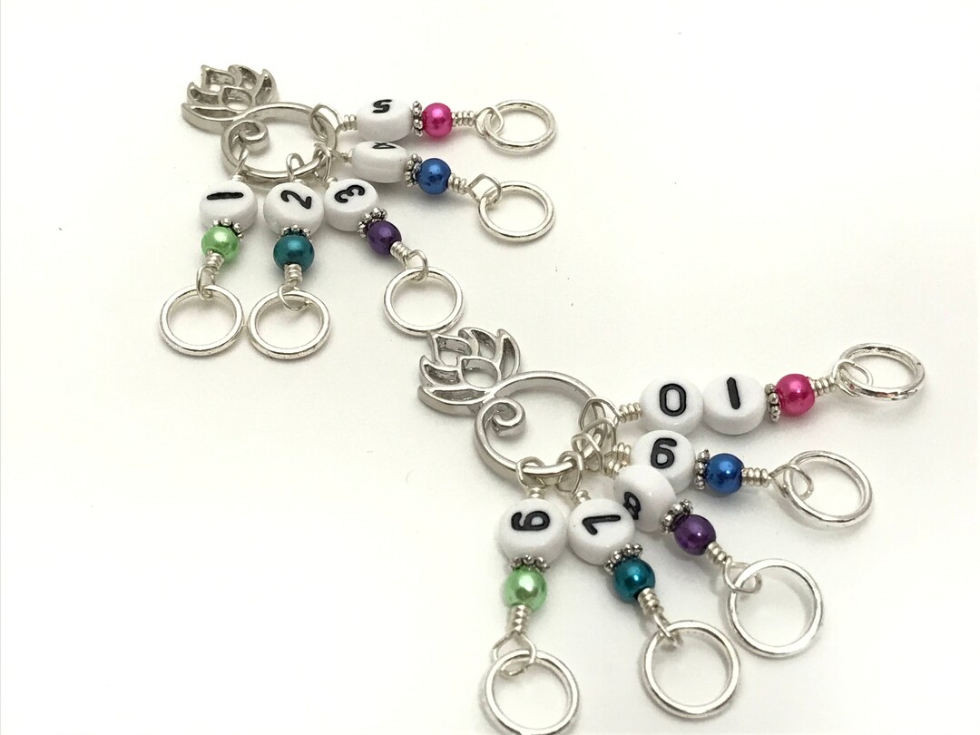 Beaded Knitting Row Counter: Silver Pineapple Charm, Stitch Markers - Etsy