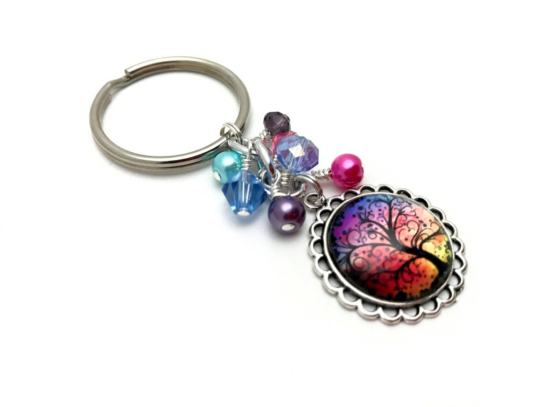 Leafless Tree Keychain - Beaded Key Chains for Women - Key Holder ...