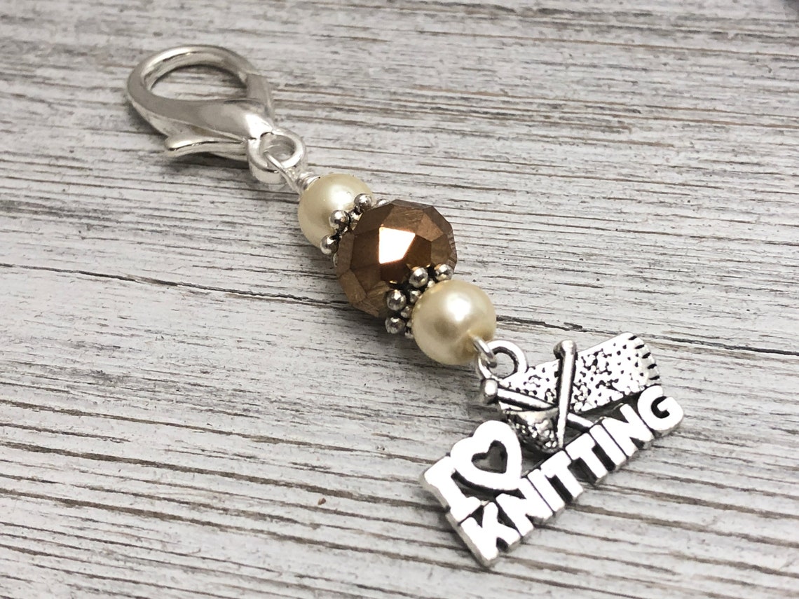 Knitting Zipper Pull Charm for Purse or Keychain Progress | Etsy