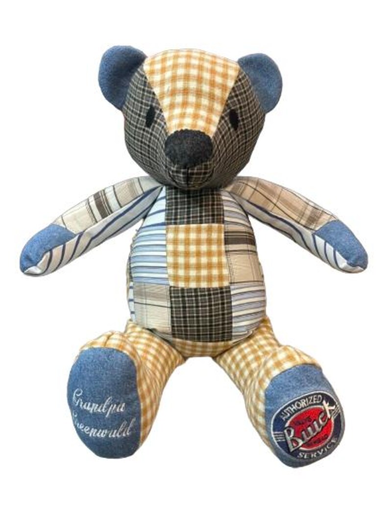 18 Inch Memorial Patchwork Bear, Remembrance Teddy Bear Headband ...