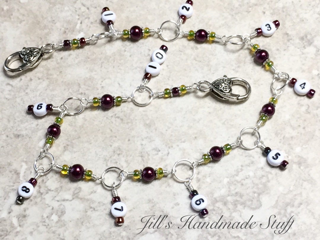 Beaded Knitting Row Counter: Numbered Stitch Marker Chain Counter - Etsy