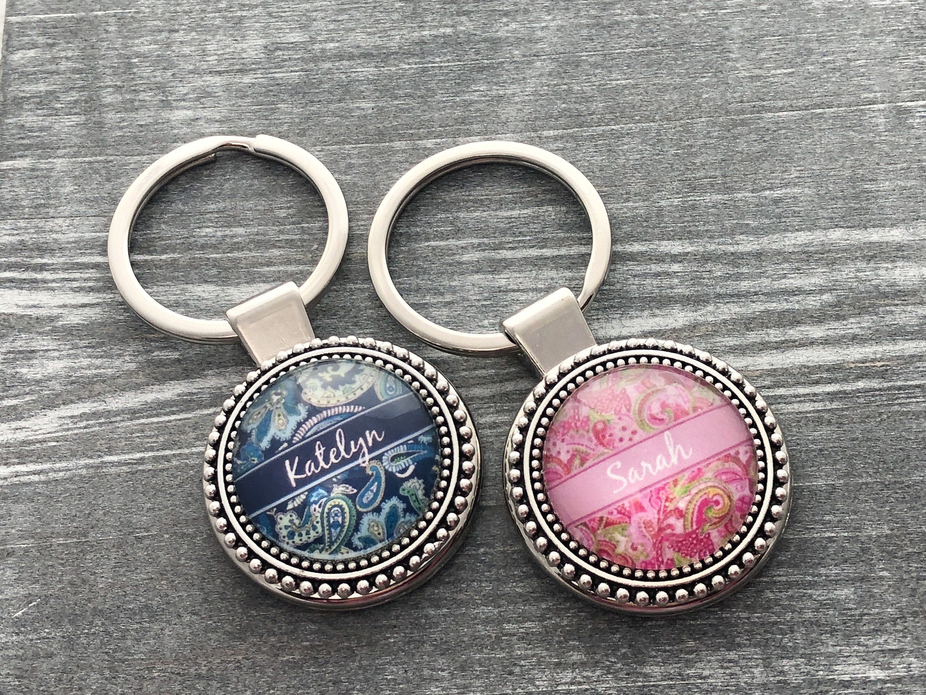 Personalized Key Fob Paisley Keychain Custom Name Key Ring - Etsy Denmark