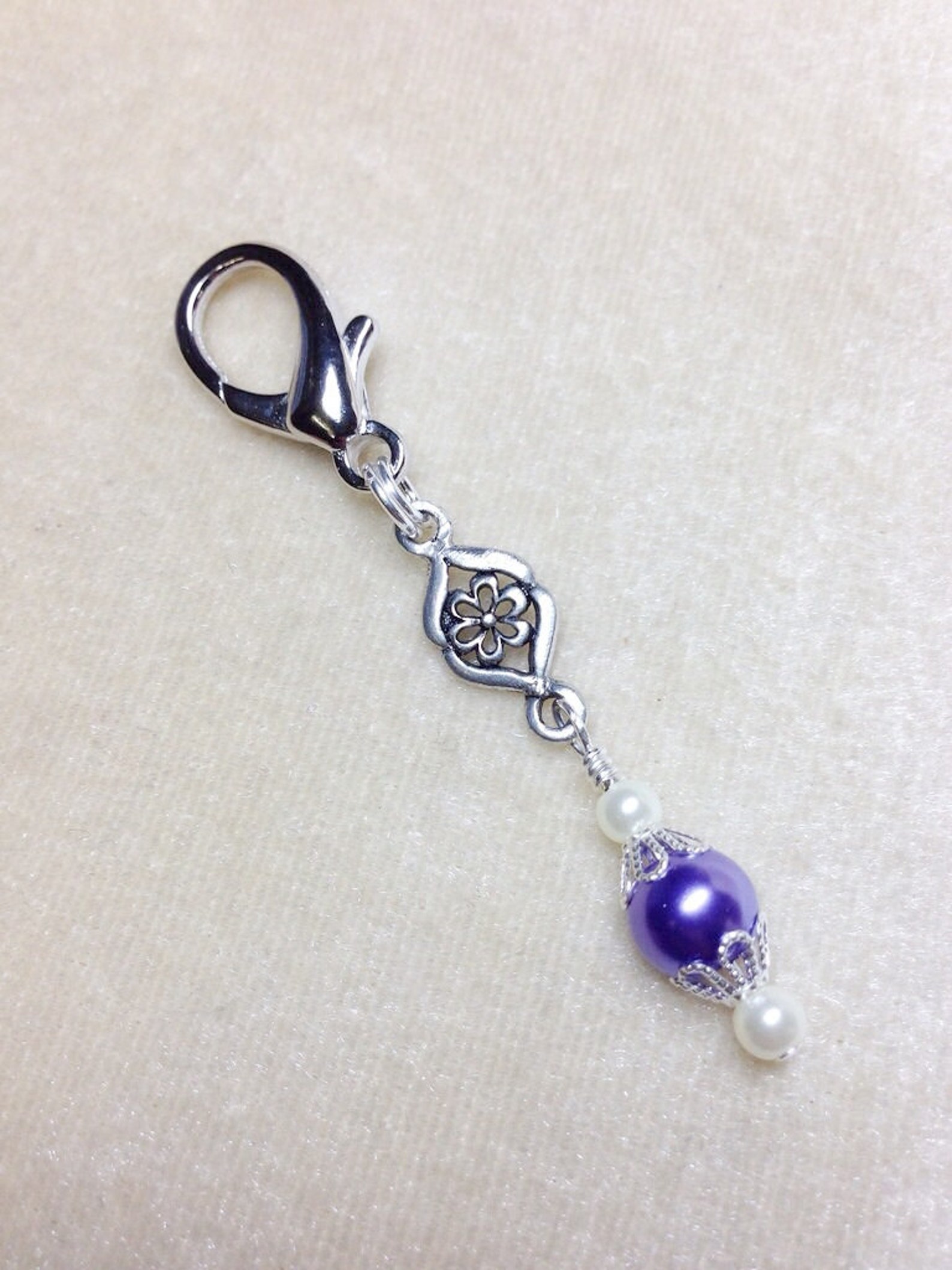 Purple Zipper Pull Charm Key Chain Stitch Marker Purse - Etsy