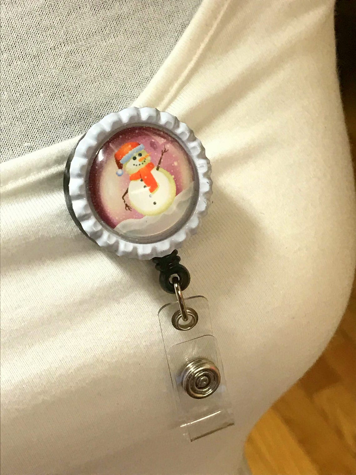 Snowman Retractable Badge Reel Magnetic or Clip on Id Badge - Etsy