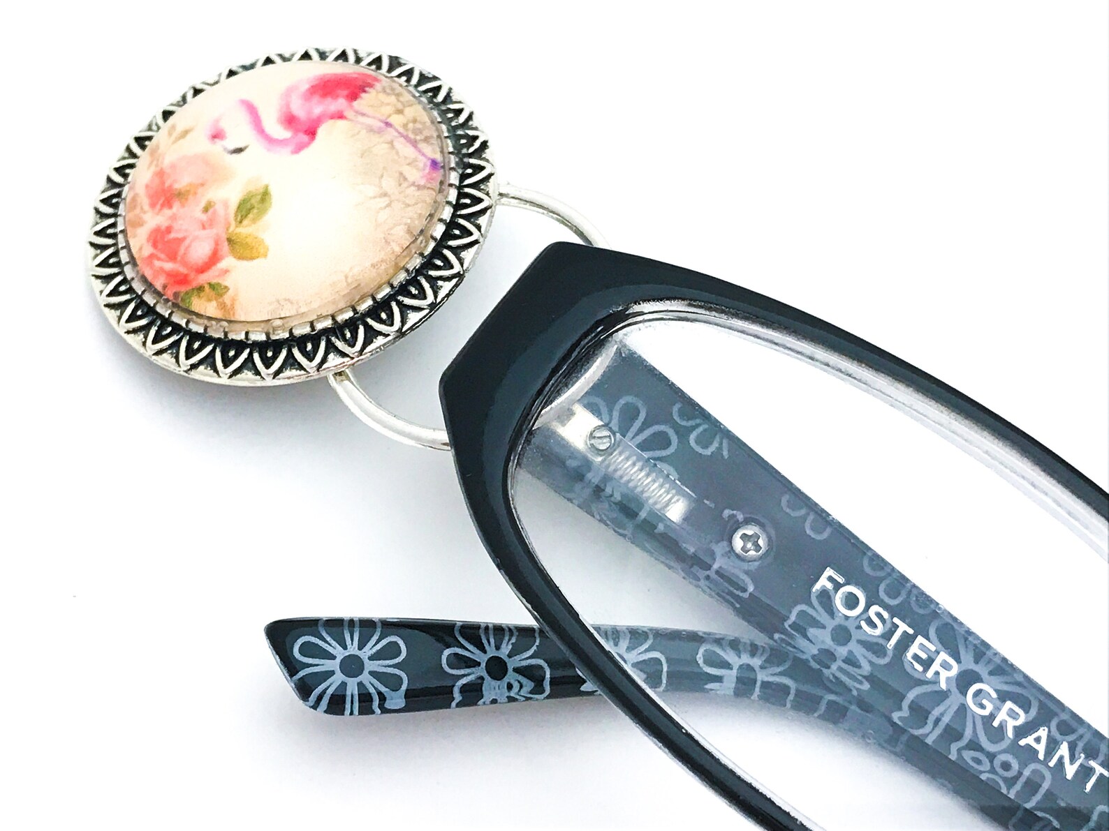 Pink Flamingo Magnetic Eyeglass Holder Brooch Id Badge Etsy