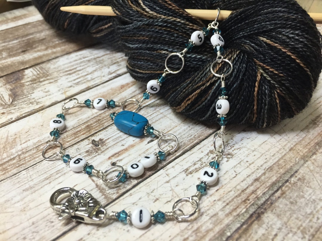 Beaded Knitting Row Counter: Numbered Stitch Marker, Knitters Gift - Etsy