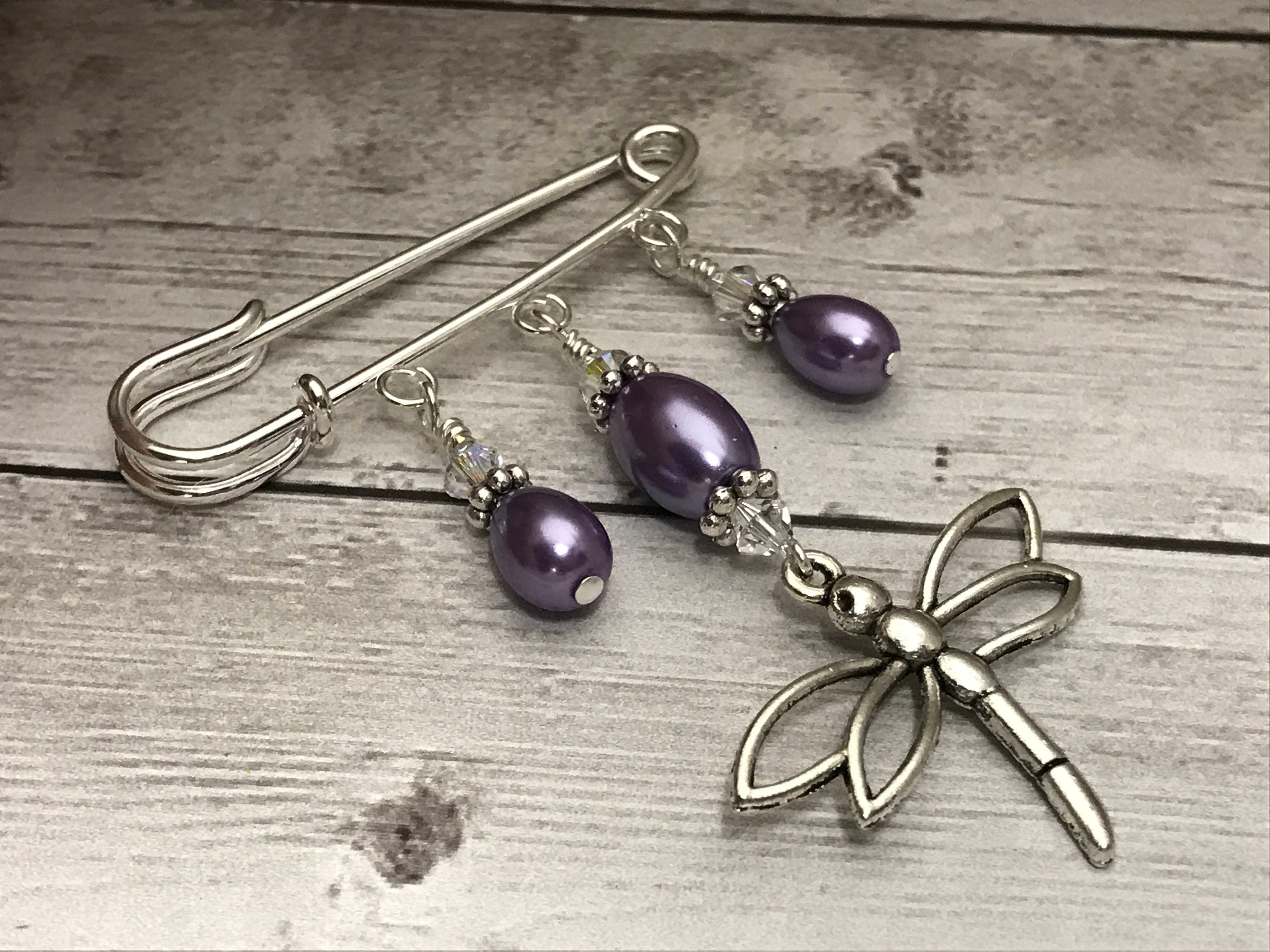 Dragonfly Beaded Shawl Pin Purple Kilt Pin Brooch for Scarf | Etsy