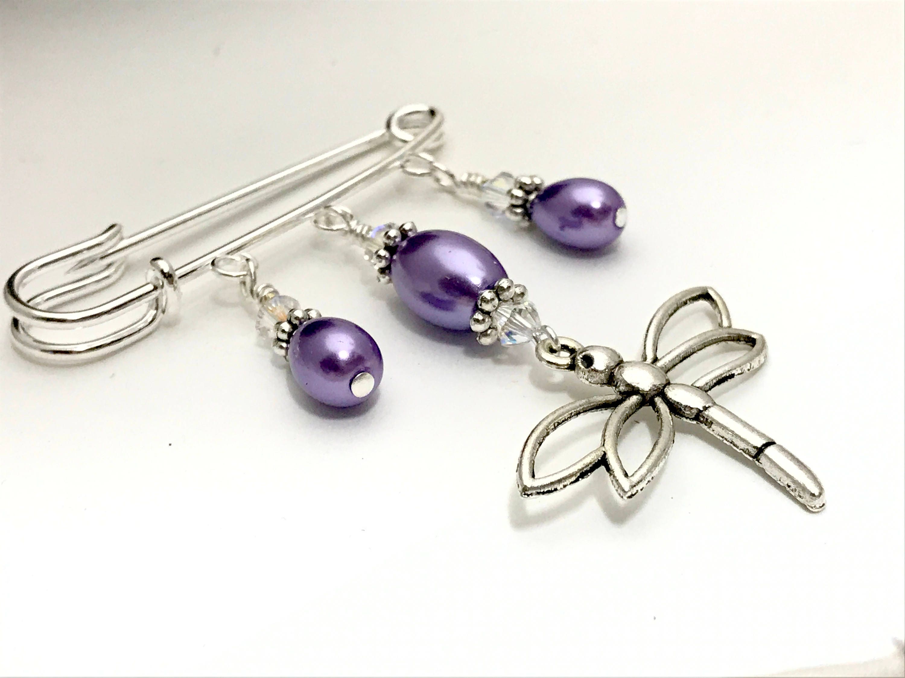 Dragonfly Beaded Shawl Pin Purple Kilt Pin Brooch for Scarf | Etsy