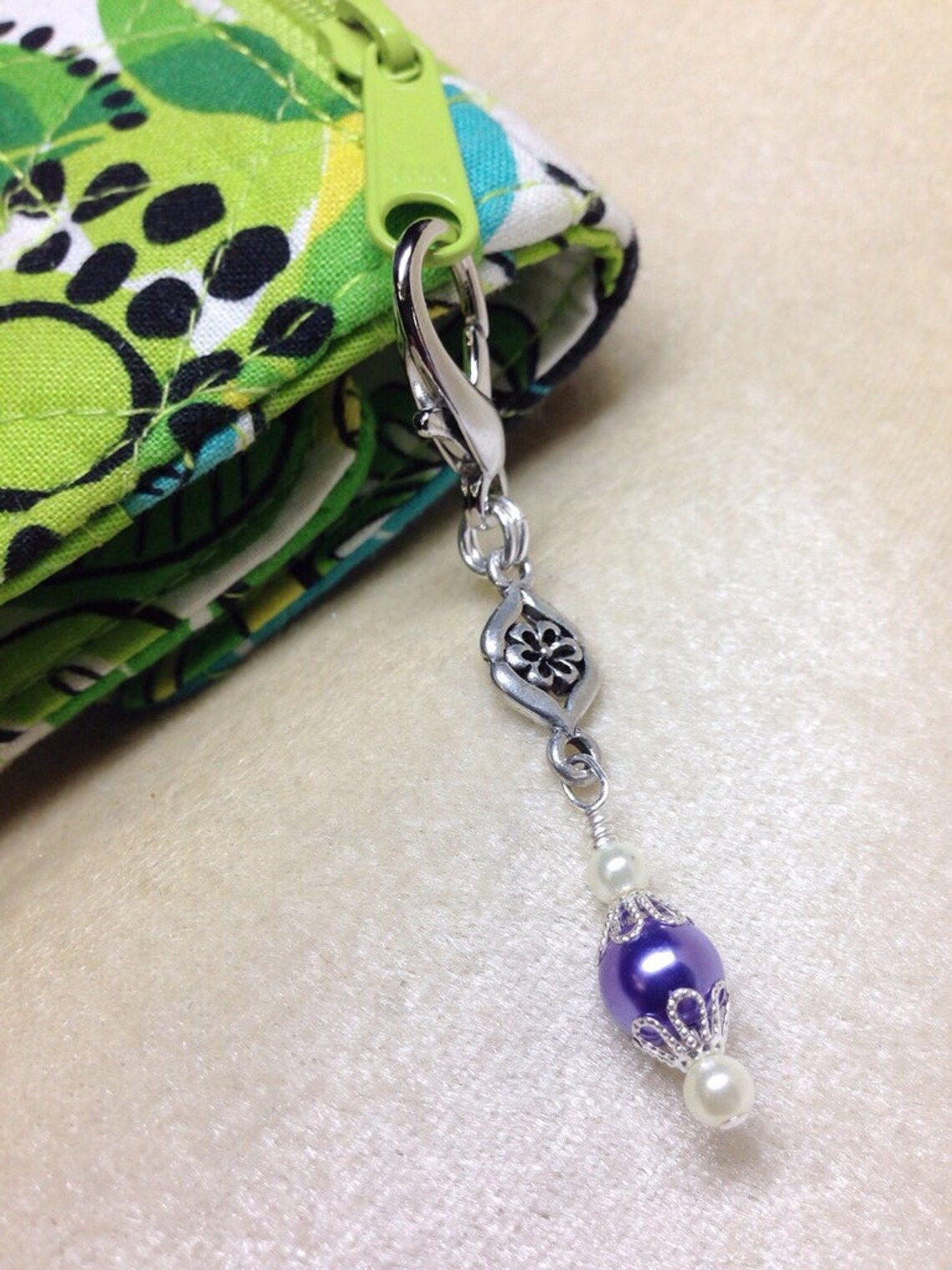 Purple Zipper Pull Charm Key Chain Stitch Marker Purse - Etsy