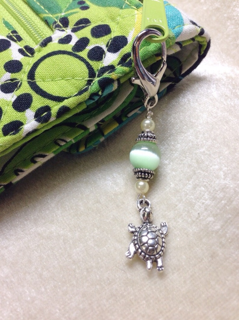Turtle Zipper Pull Charm Key Chain Charm Progress Stitch - Etsy