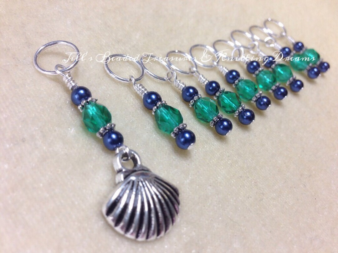 Seashell Stitch Marker Set: Beaded Knitting Progress Keepers - Etsy