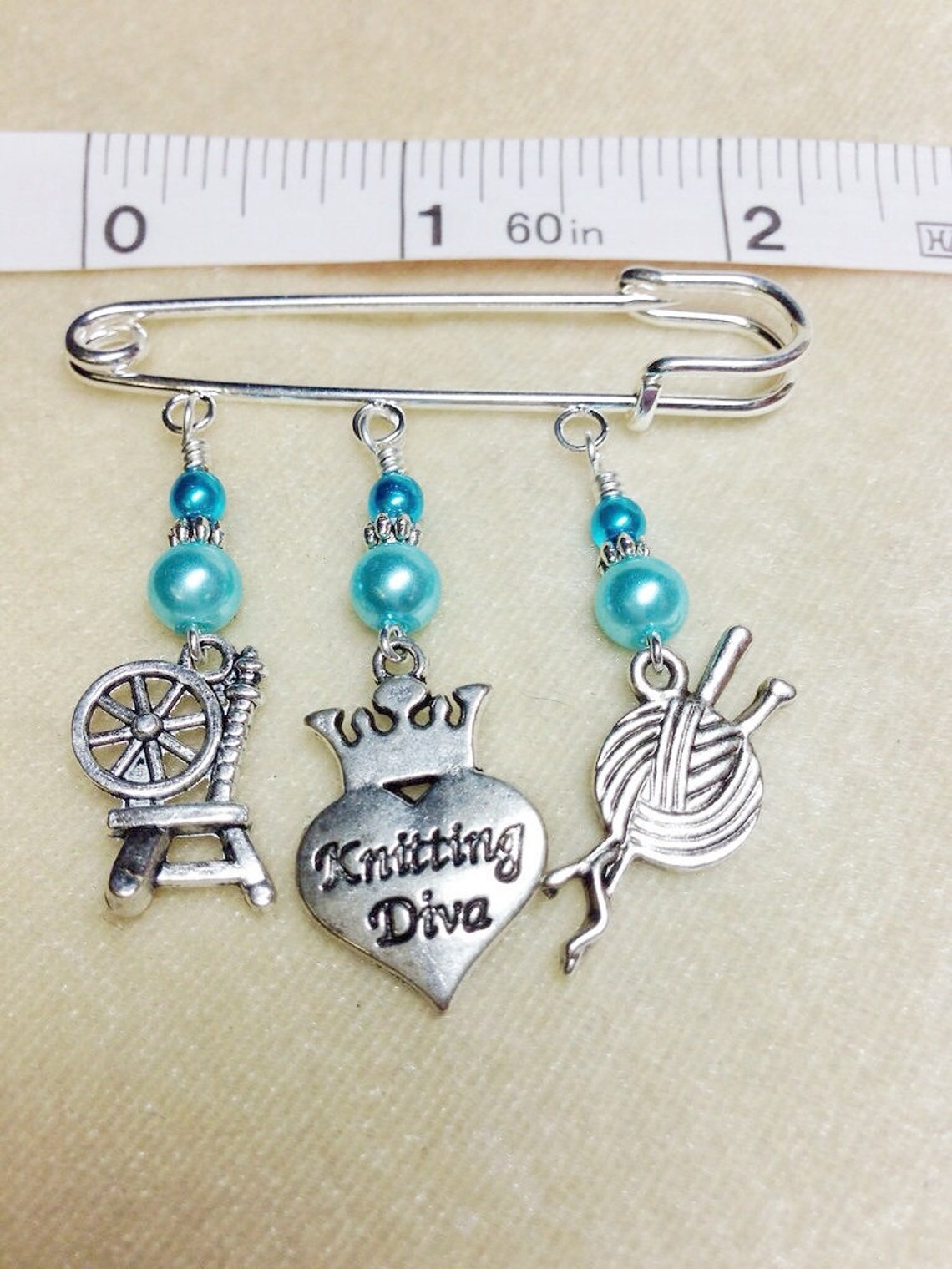 Knitters Shawl Pin | Scarf Pin | Kilt Pin Jewelry | "knitting Diva" Pin ...