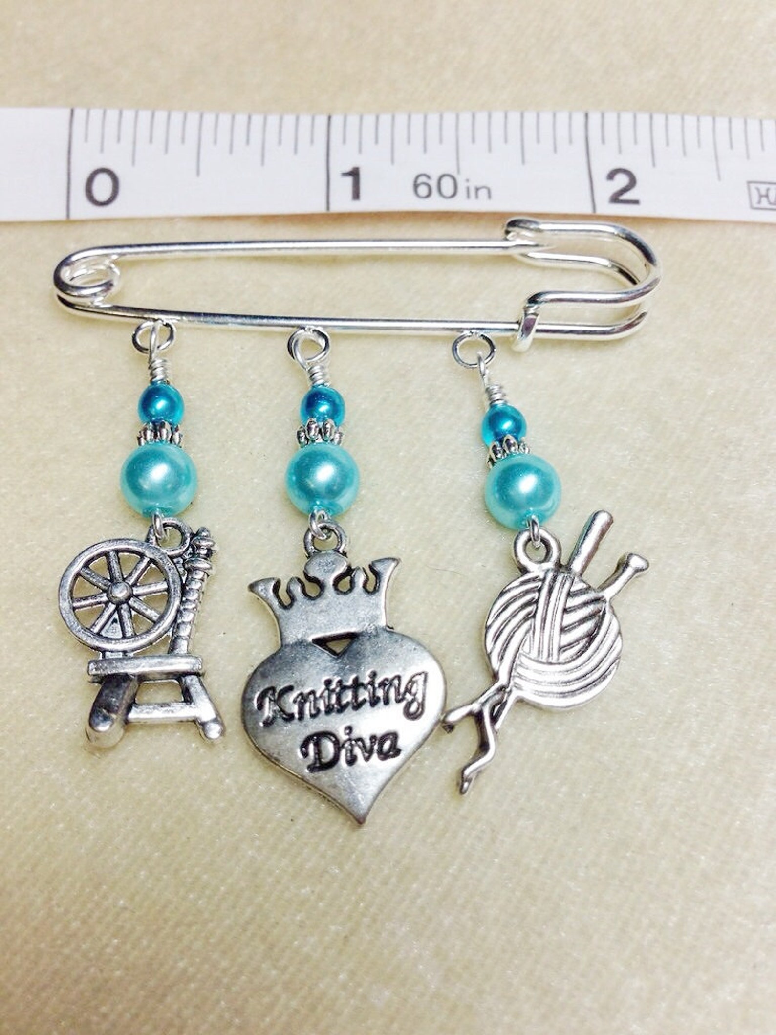 Knitters Shawl Pin | Scarf Pin | Kilt Pin Jewelry | "knitting Diva" Pin ...
