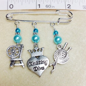 Knitters Shawl Pin | Scarf Pin | Kilt Pin Jewelry | "knitting Diva" Pin ...