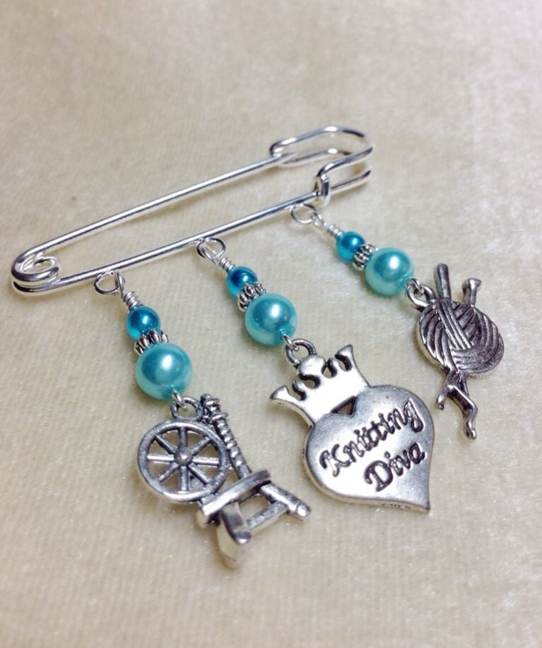 Knitters Shawl Pin | Scarf Pin | Kilt Pin Jewelry | "knitting Diva" Pin ...