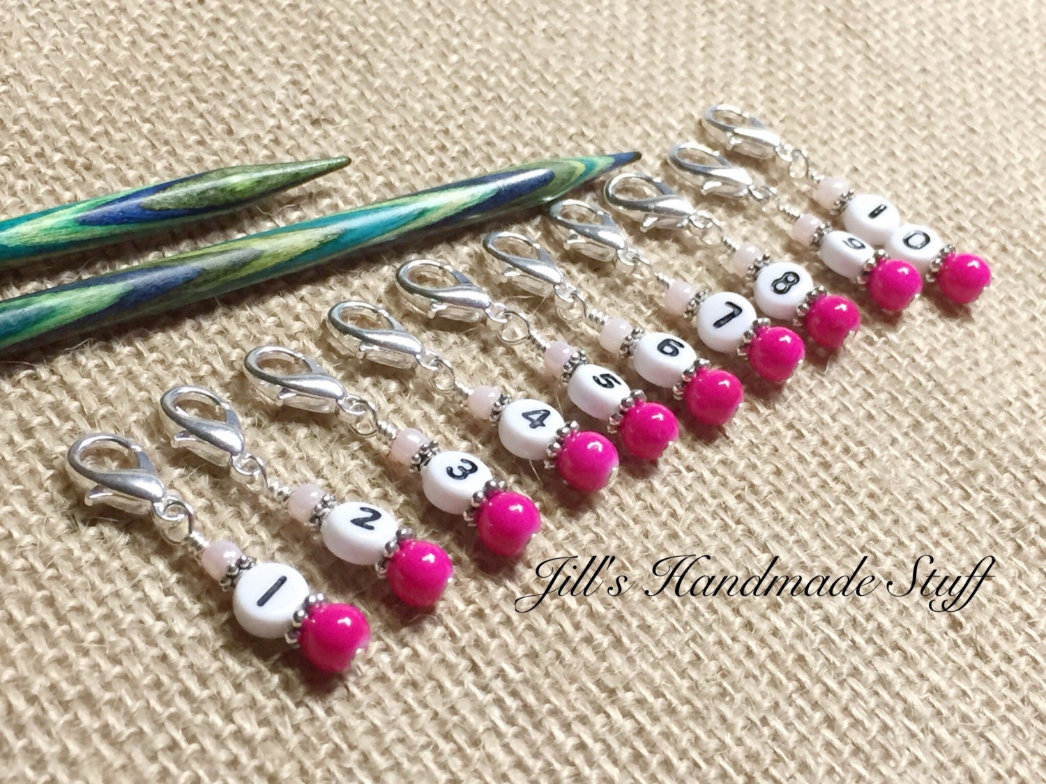 Number Stitch Markers | 1-10 Beaded Snag Free Row Counters | Knitting ...