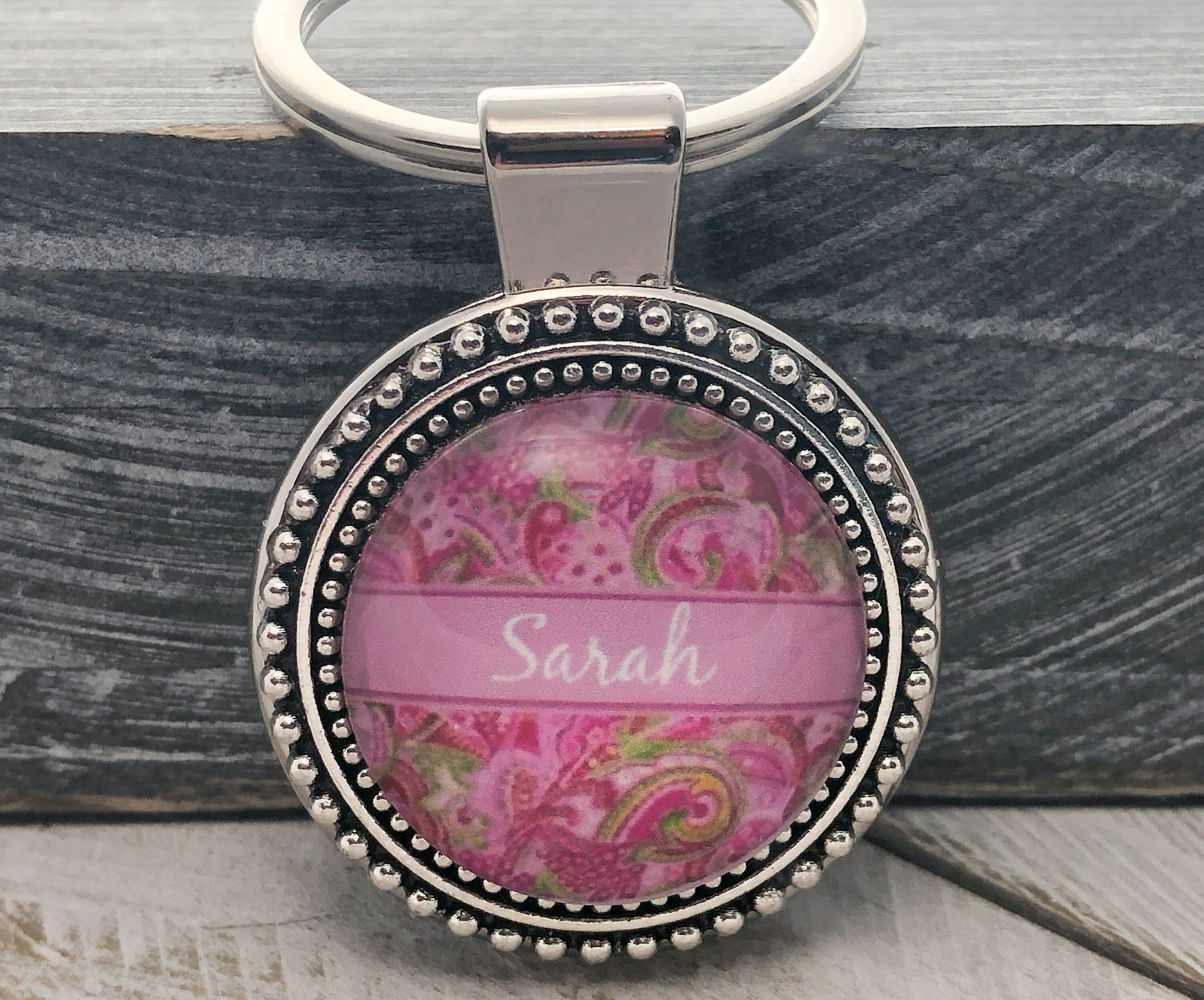 Personalized Key Fob Paisley Keychain Custom Name Key Ring | Etsy