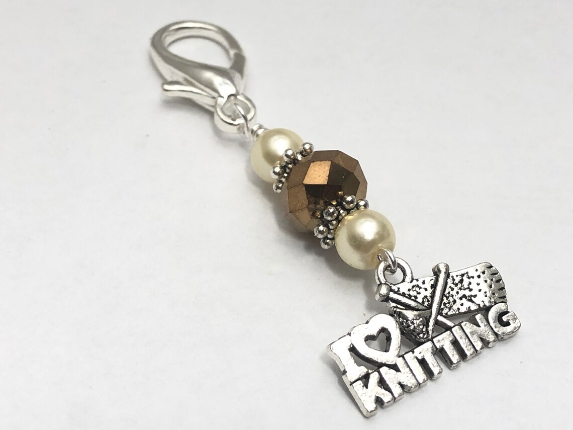 Knitting Zipper Pull Charm for Purse or Keychain Progress - Etsy